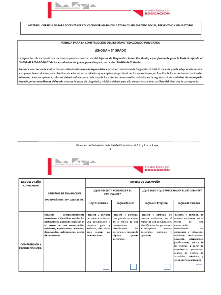 Lengua 5to Grado | Descargar gratis PDF | Evaluación | Escritura