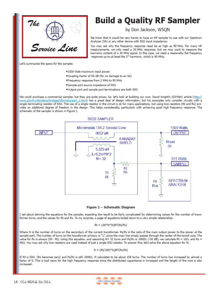 Building an RF Sampler for SAs | PDF | Transformer | Coaxial Cable