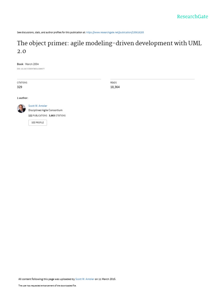 The Object Primer Agile Modeling-Driven Developmen | PDF | Object ...