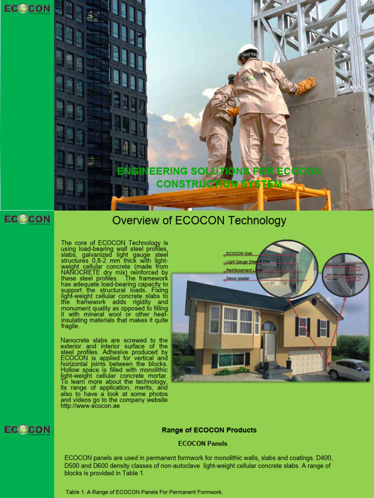 Engineering Solutions For Ecocon Construction System | PDF