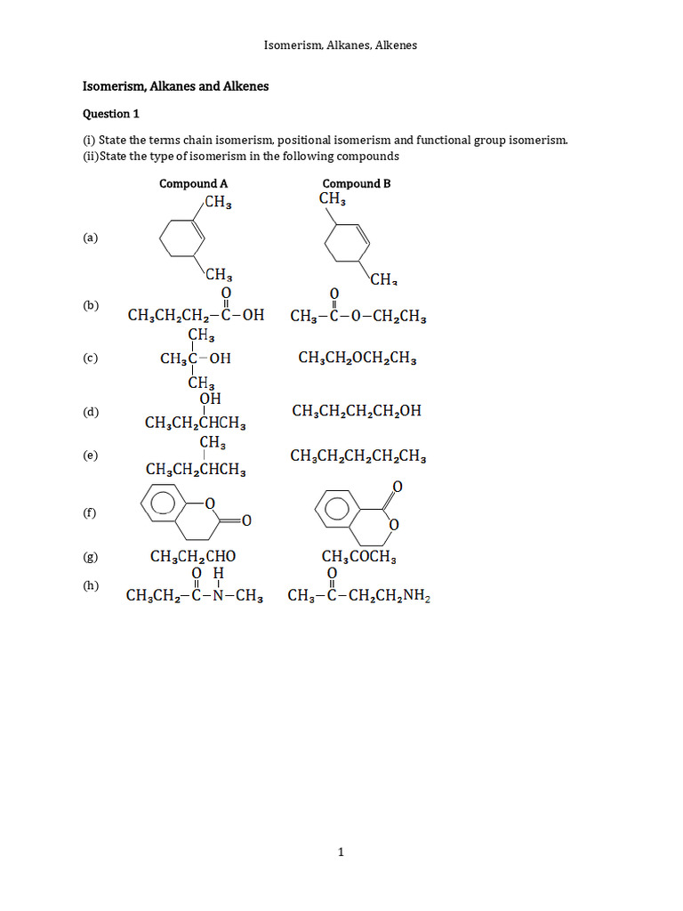 Alkanes and Alkenes | PDF | Isomer | Alkene