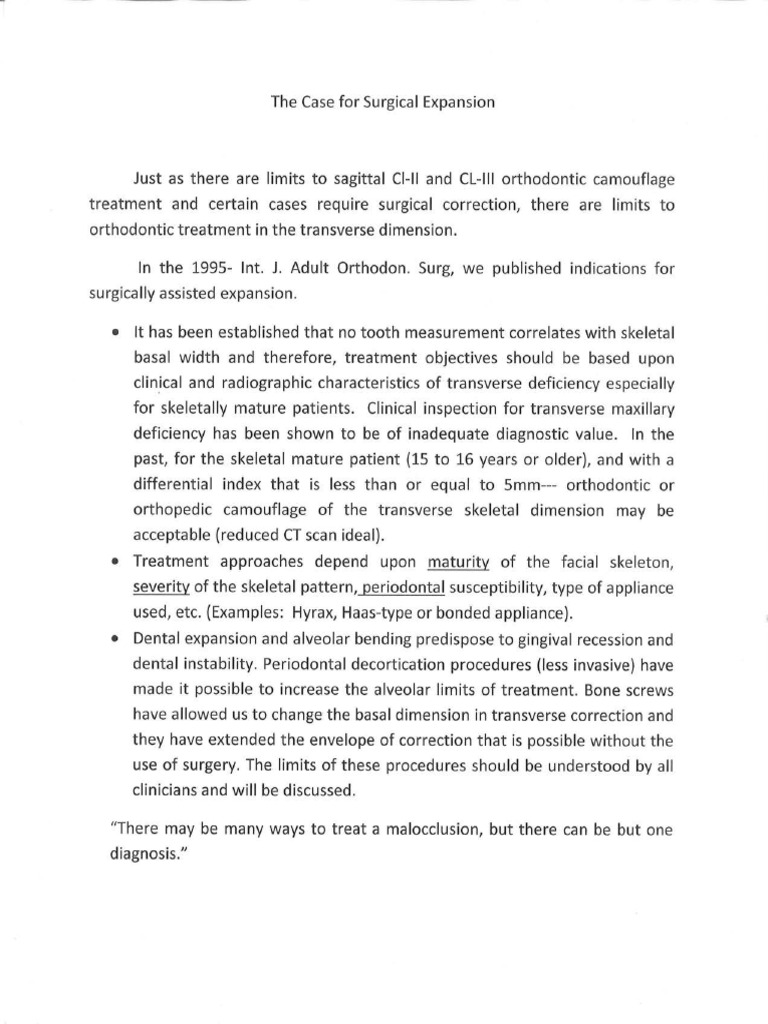 Vanarsdall - The Case For Surgical Expansion | PDF