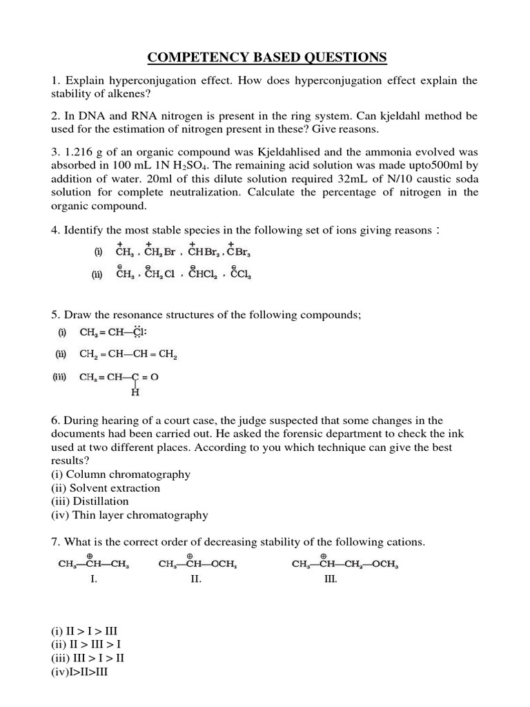 Competency-Based Chemistry Questions | PDF