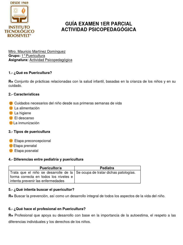 Guía Examen 1er Parcial Actividad Psicopedagógica | PDF
