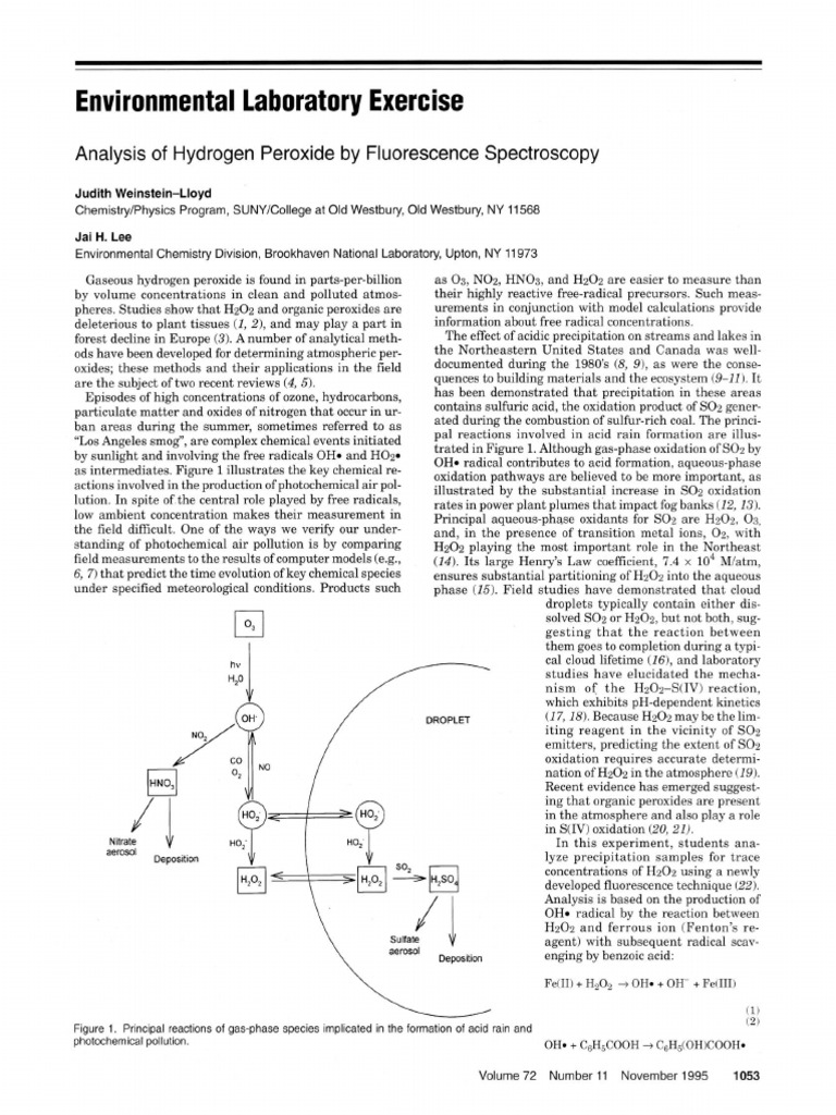 Analysis of Hydrogen Peroxide by Fluorescence Spectros | PDF | Hydrogen ...