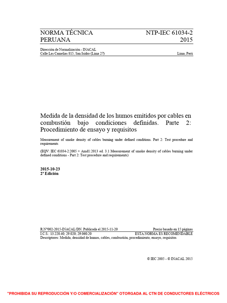 NTP-IEC_61034-2 | PDF | Comisión Electrotécnica Internacional ...