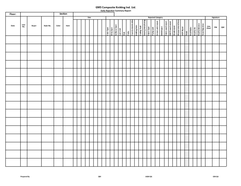 Daily Rejection Summary Report-2024-1 | PDF