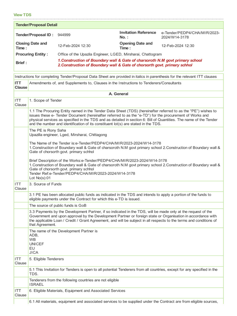 Section2 - Tender Data Sheet | PDF | Taxes | Business