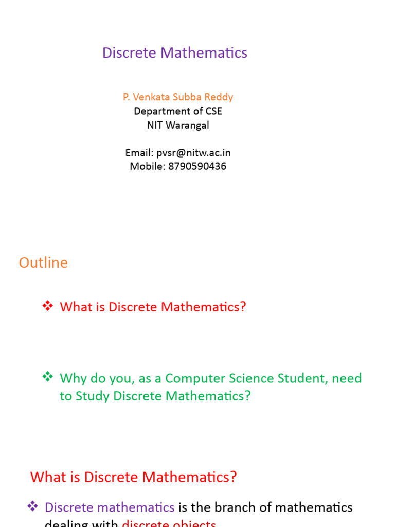 1 Introduction To DM - 9 Jan 2024 | PDF | Discrete Mathematics | Mathematics
