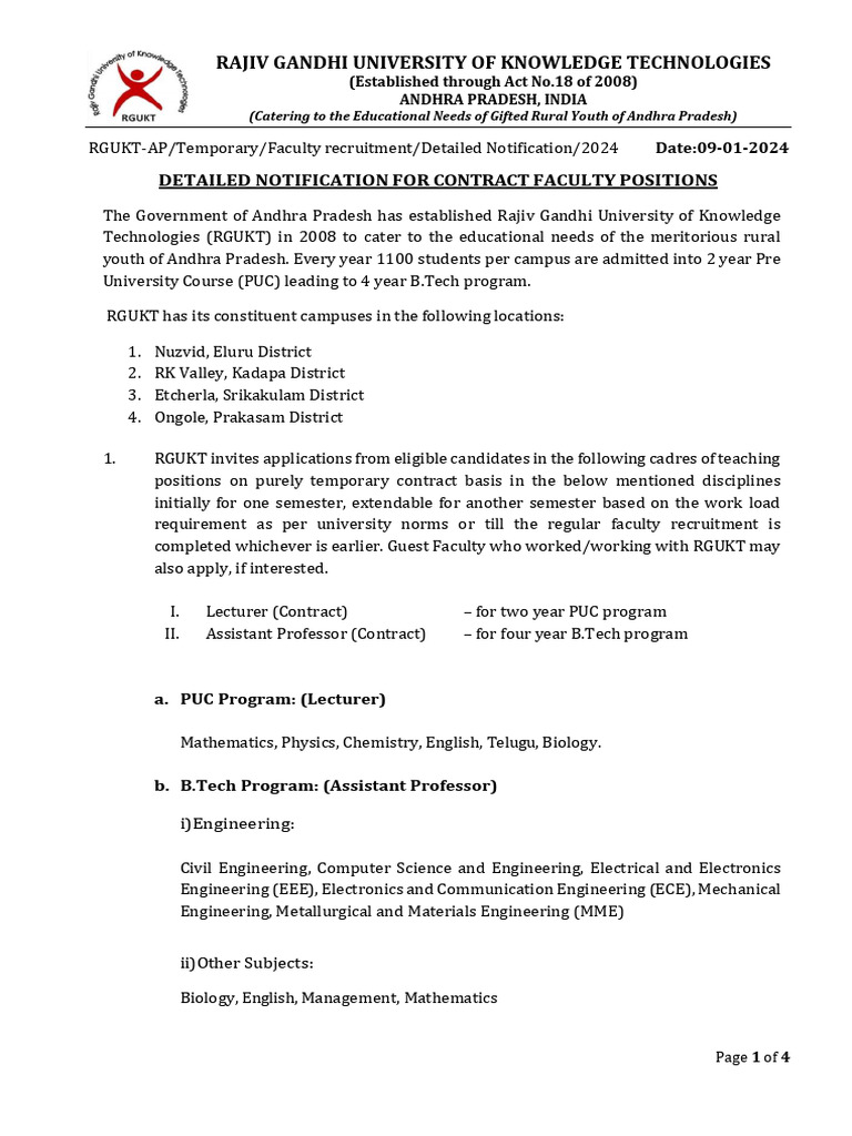 Rgukt | PDF | Engineering | Postgraduate Education