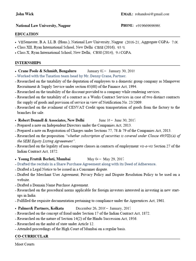 John Wick Sample CV File (I) | PDF | International Law | Private Law