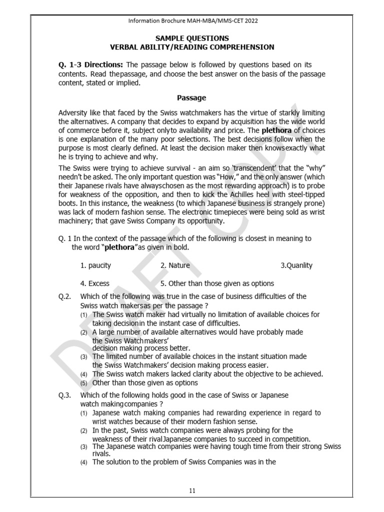 Mah Mba Cet 2022 Question Paper PDF | Download Free PDF | Point And ...