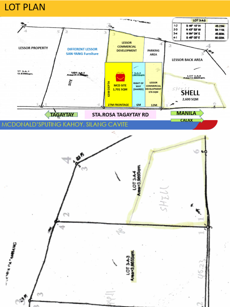 McDonald's Lot Plan in Silang Cavite | PDF
