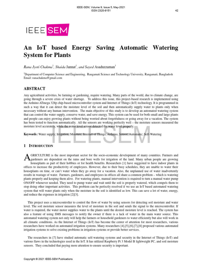 An IoT Based Energy Saving Automatic Watering System For Plants | Download Free PDF | Internet ...
