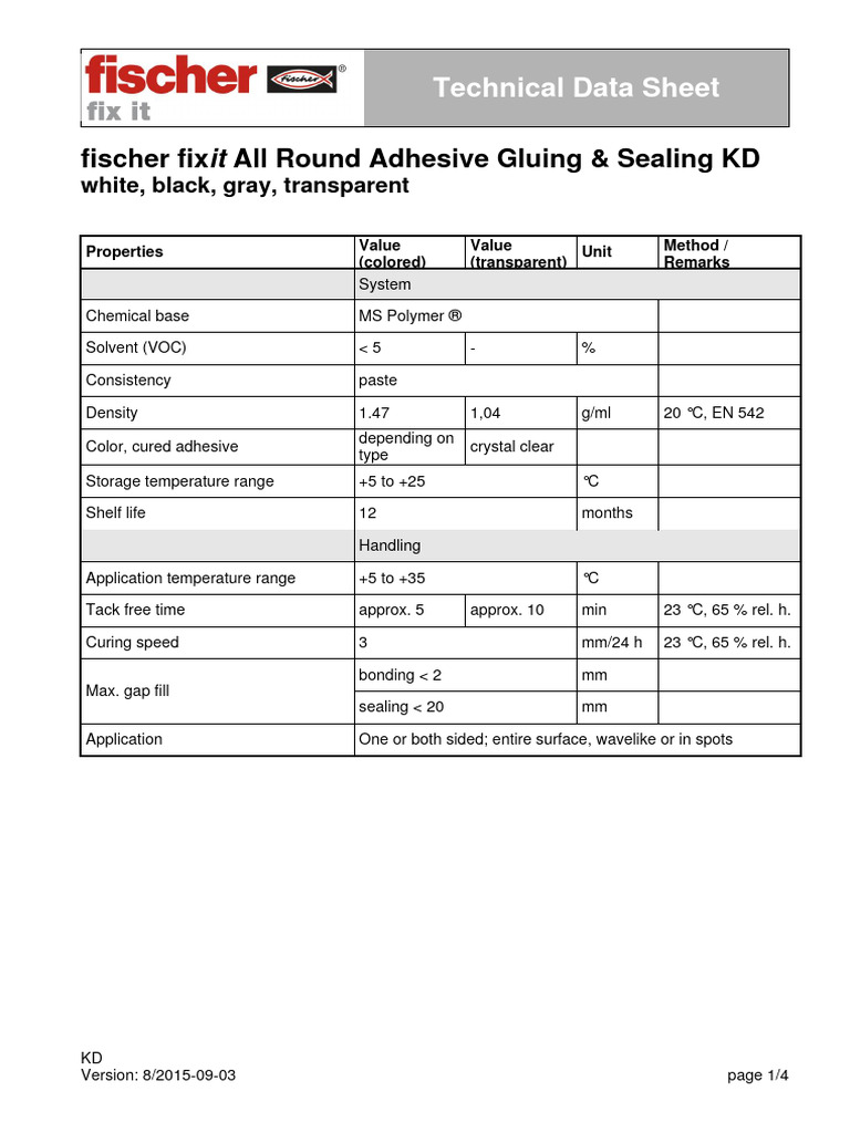 Technical Data Sheet KD Adhesive | PDF