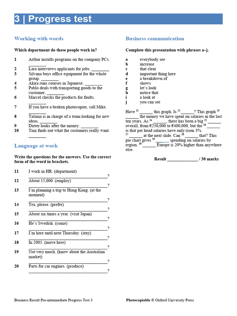 Unit-3_Progress-Test_Student | PDF | Business Process | Business Economics