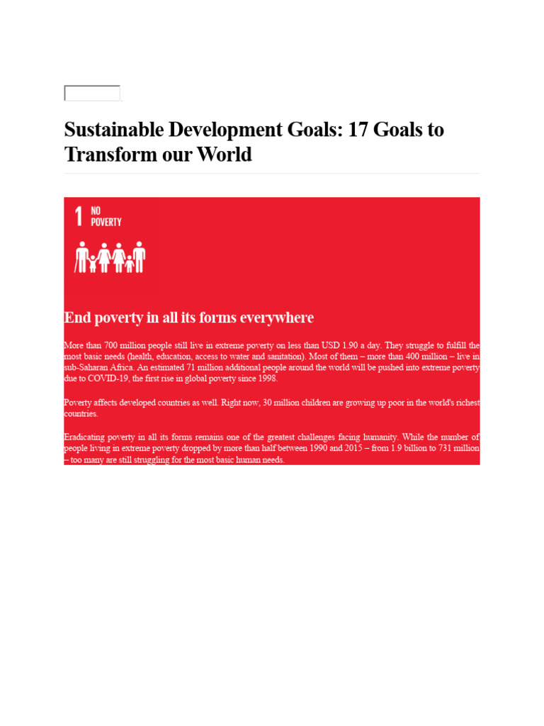 SDG - Sustaibnable Development Goals | PDF