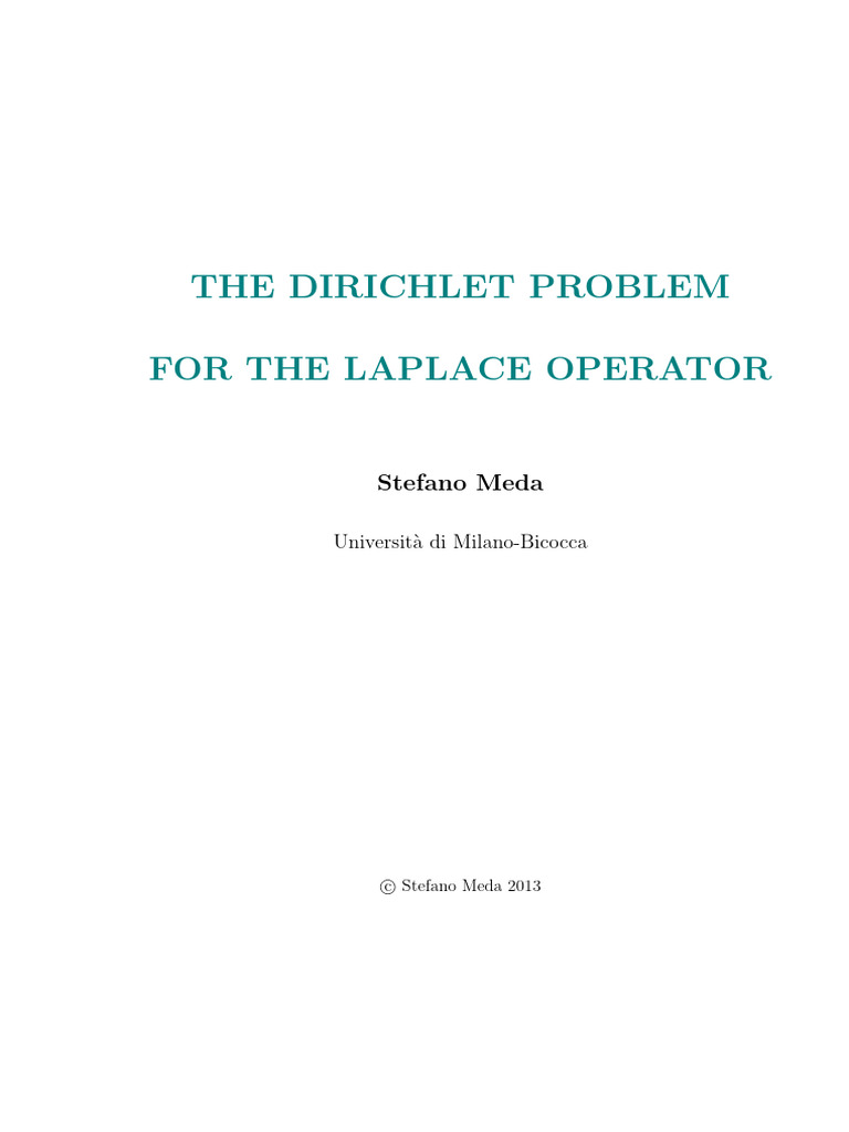 Diricklet Problem For Laplace | PDF | Operator (Mathematics) | Mathematical Physics