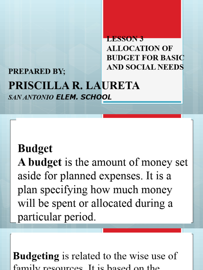 TLE 6 PPT Q3 - Allocation of Budget For Basic and Social Needs | PDF ...