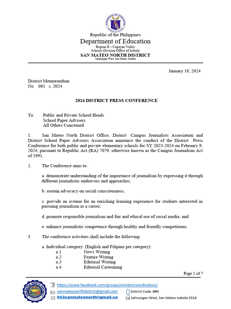 SEES 2022 2023 District Memo DSPC | PDF | Journalism | Mass Media