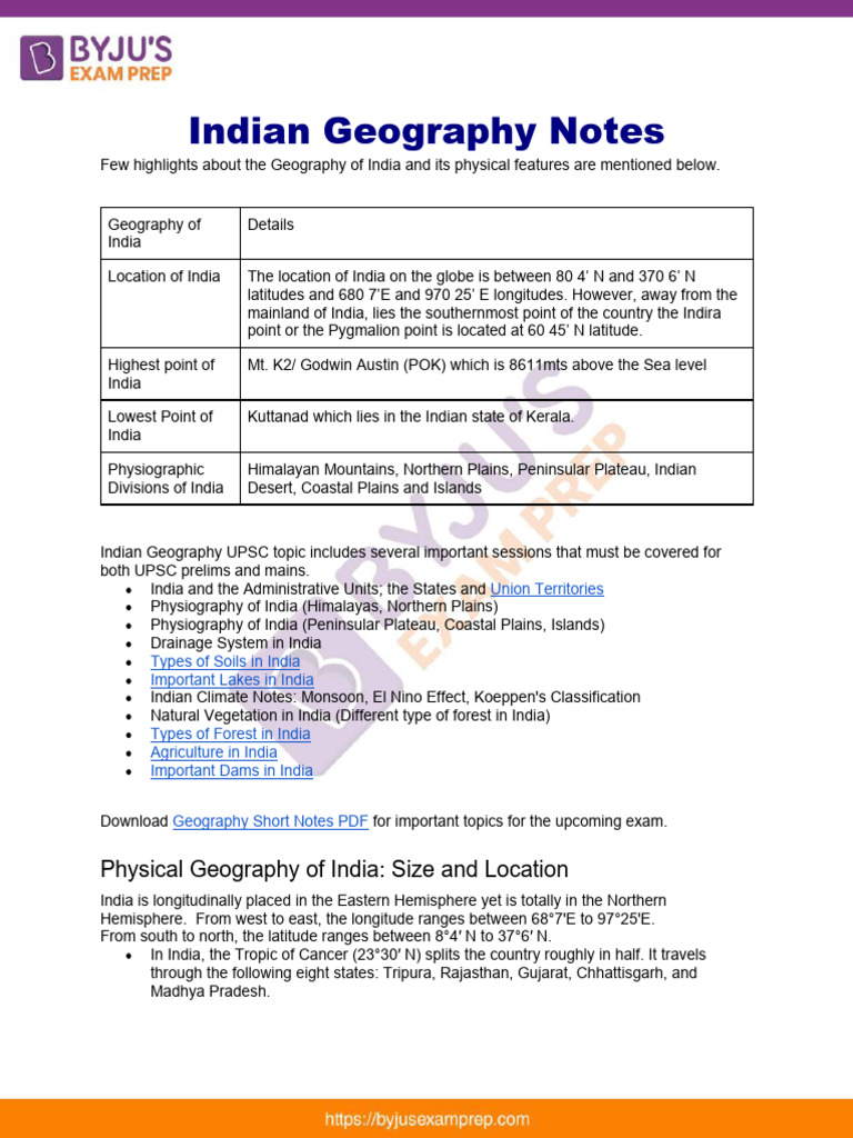 Indian Geography for UPSC Prep | PDF | Himalayas | Desert