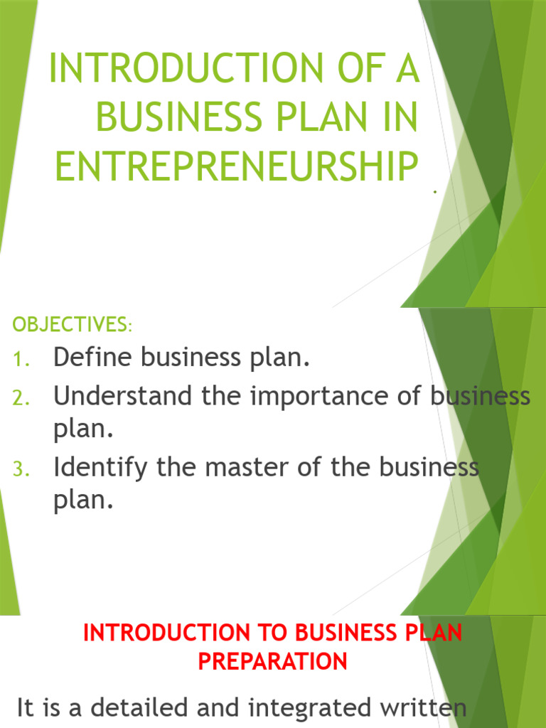 INTRO To Business Plan Part 1.A | PDF | Entrepreneurship | Private Sector