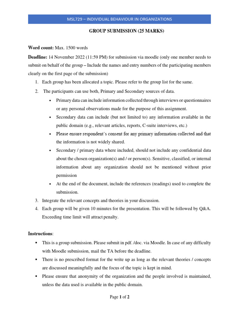 Group Submission Guidelines for MSL729 | PDF | Information | Cognitive ...