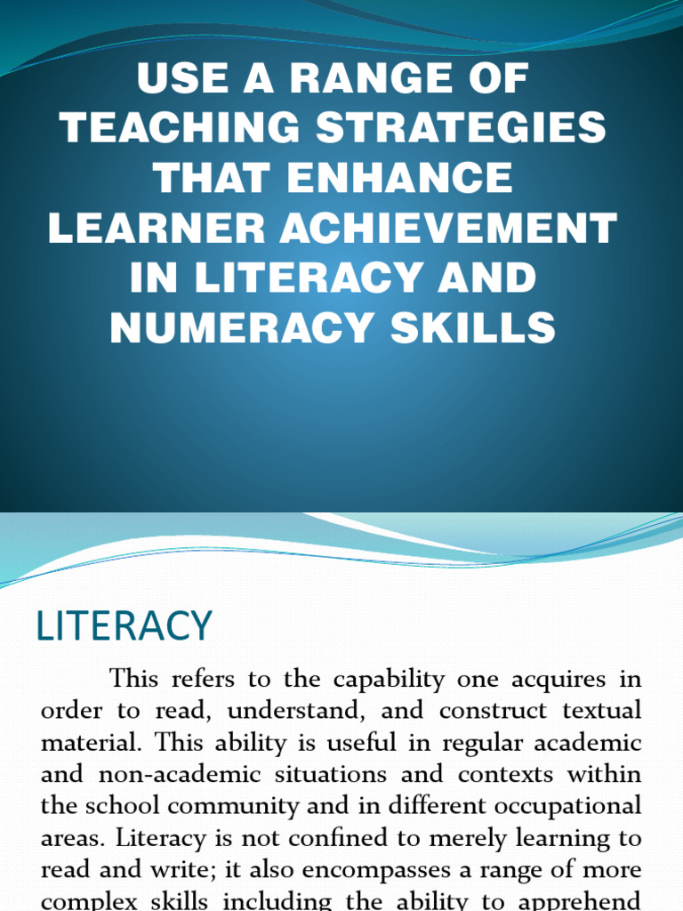 Enhancing Literacy and Numeracy Skills | PDF | Literacy | Learning