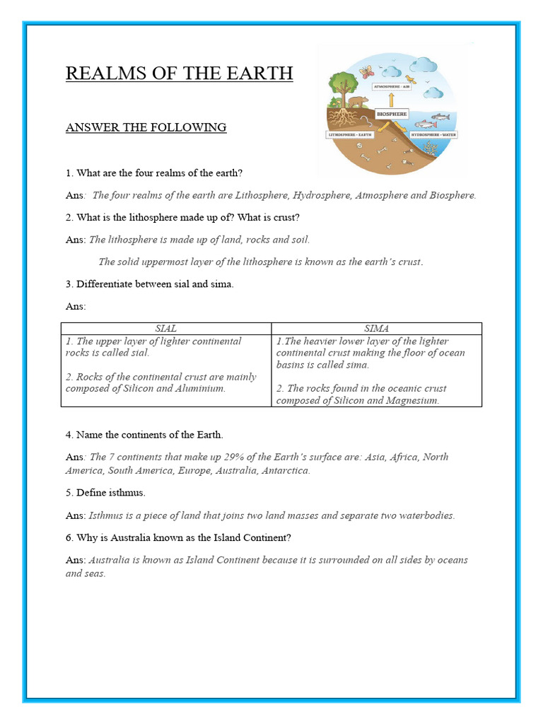 Realms of The Earth | PDF | Atmosphere Of Earth | Atmosphere
