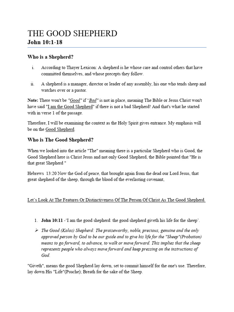 The Good Shepherd | PDF | Shepherd | Jesus