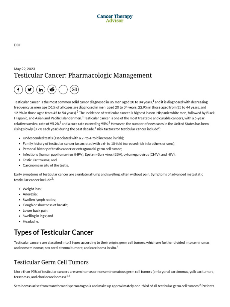 Testicular Cancer - Pharmacologic Management - Cancer Therapy Advisor ...