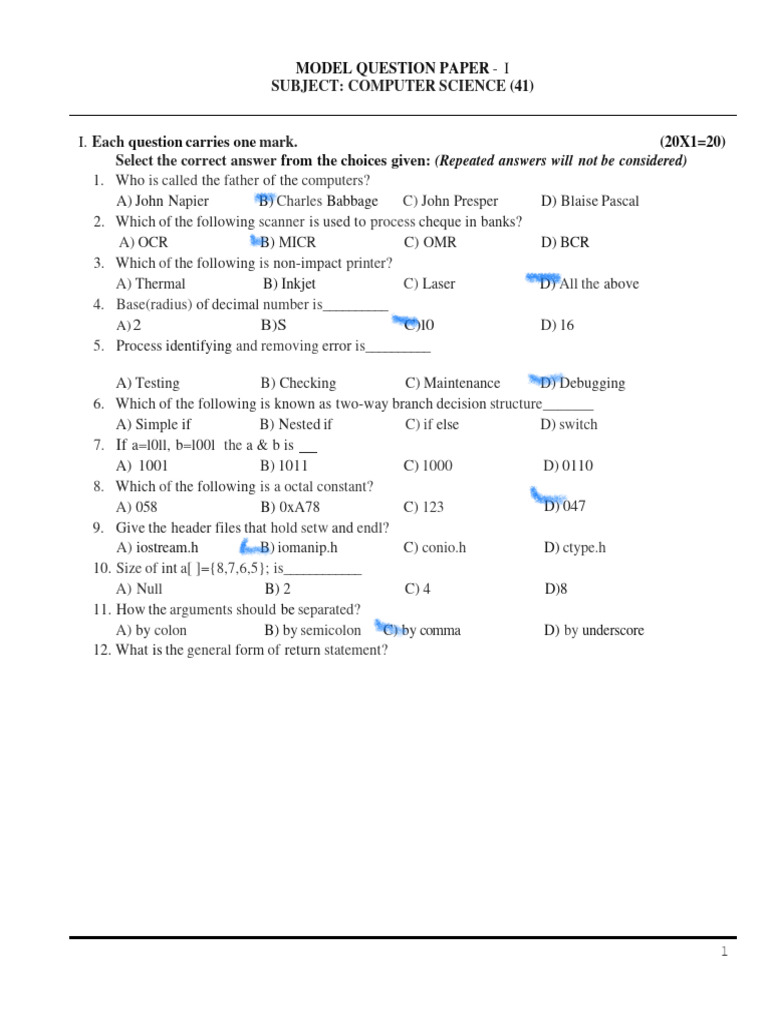 I Pu Model Papers 2023 - 2024 | PDF | Parameter (Computer Programming) | Computer Program