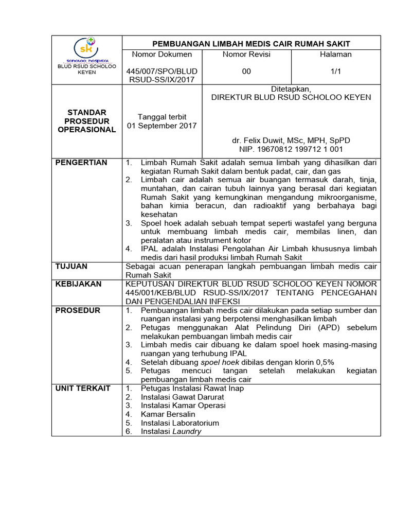 Pembuangan Limbah Medis Cair Rumah Sakit Pdf