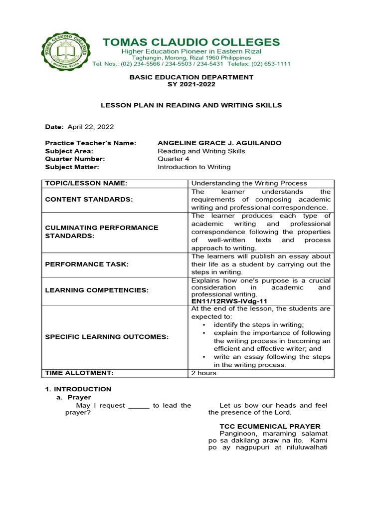 LP Understanding The Writing Process | PDF | Proofreading | Editing
