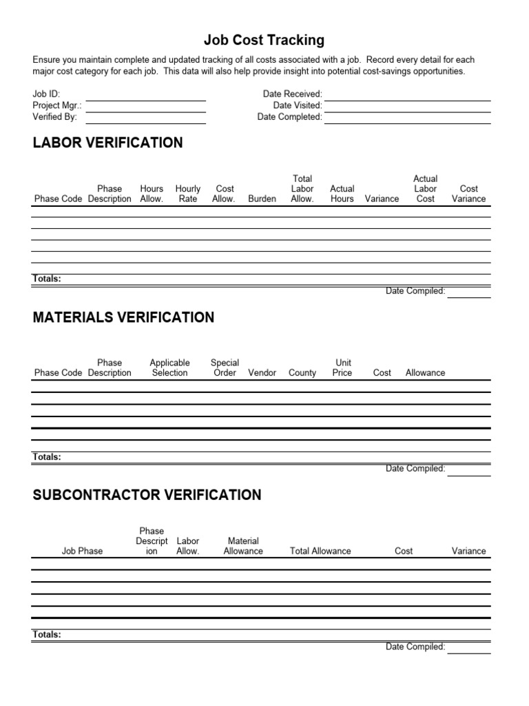 Job Cost Tracking Spreadsheet | PDF | Technology & Engineering