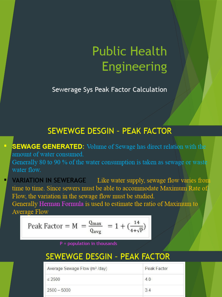Peak Factor Calculation for Sewage Design | PDF | Science & Mathematics ...