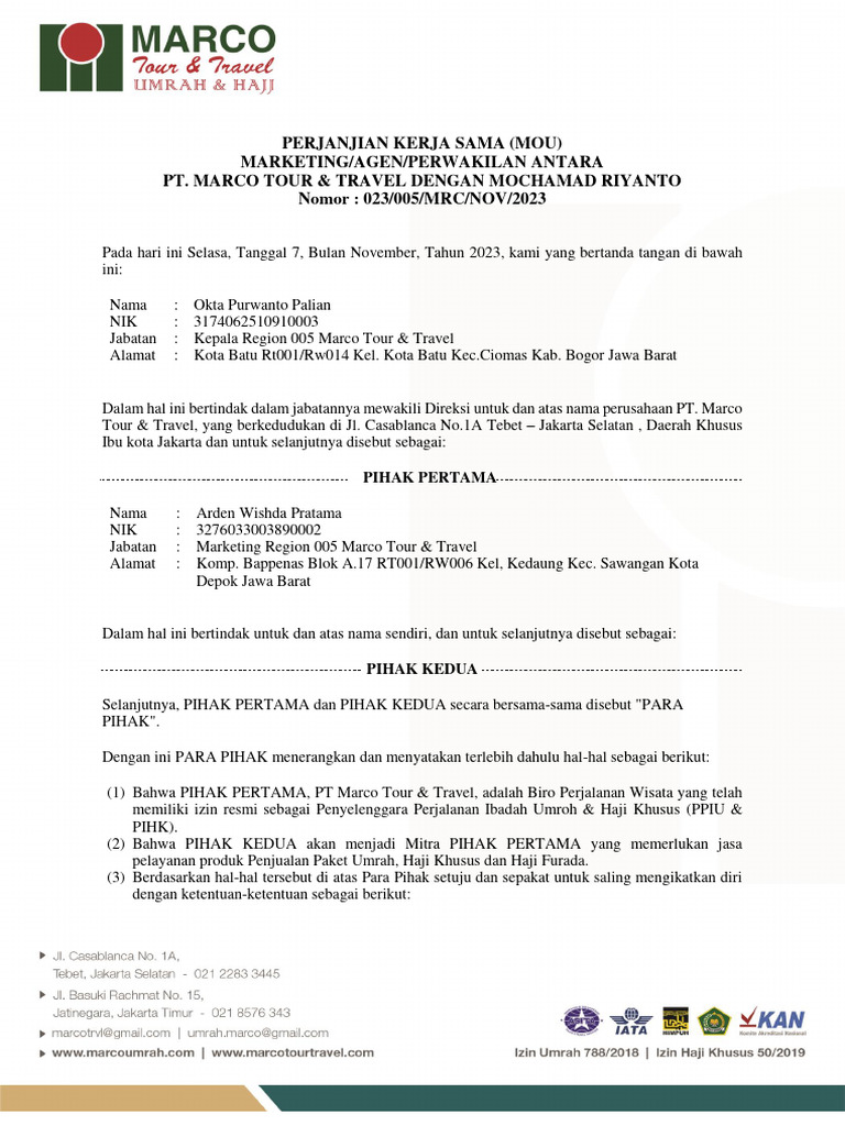 Mou Region - Arden Wishda Pratama | PDF | Pengelolaan Keuangan & Uang