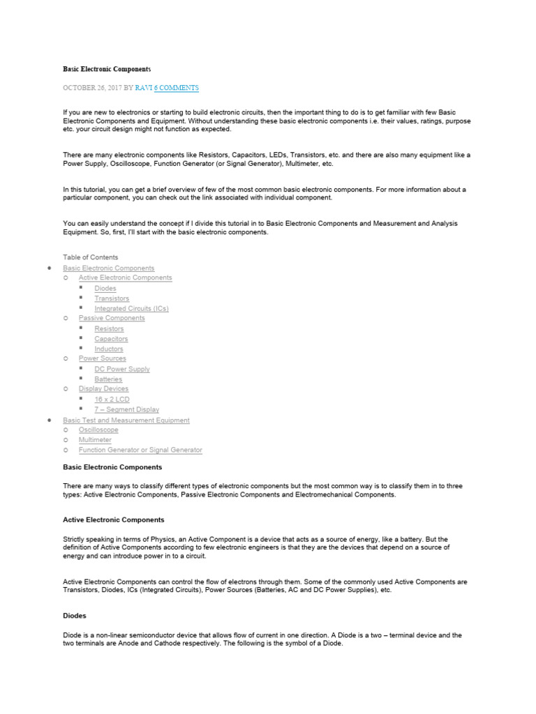 Basic Electronic Components | PDF | Science & Mathematics