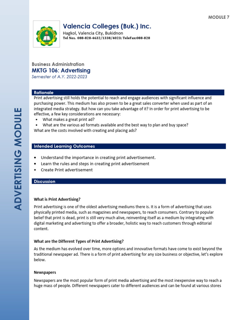 Advertising Module 7 | PDF