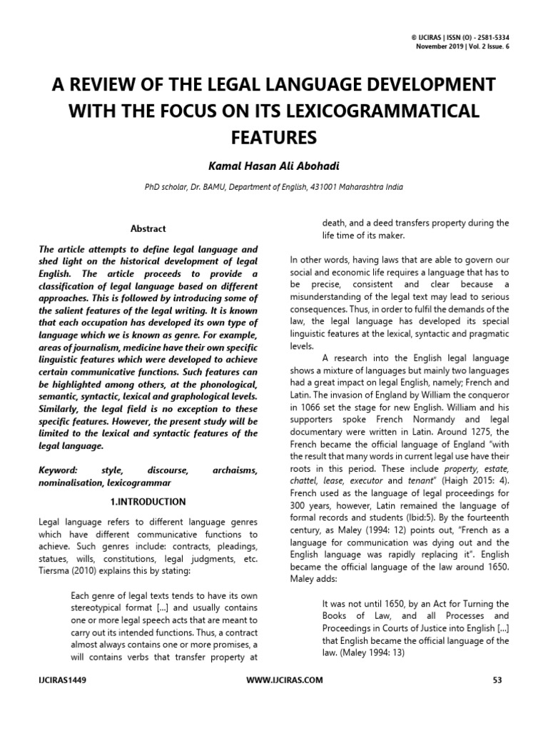 A Review of The Legal Language Development | PDF | English Language ...