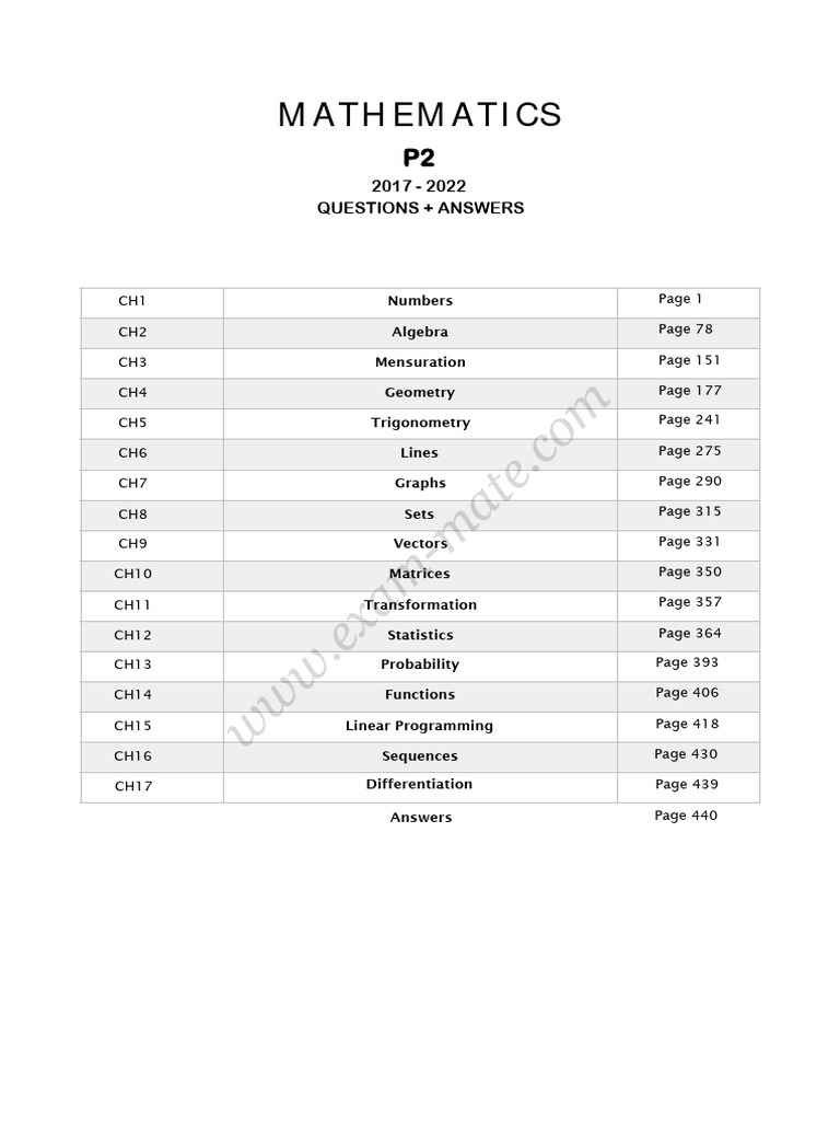 Mathematics P2 2017-2022 Q | PDF
