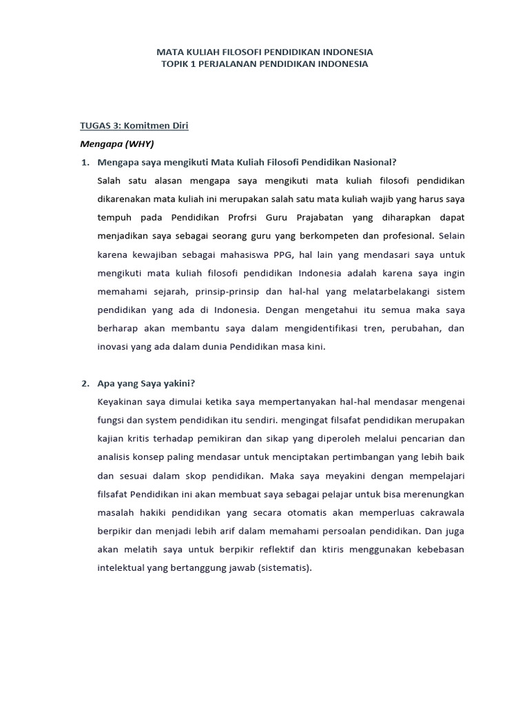 TUGAS 3 - Komitmen Diri | PDF