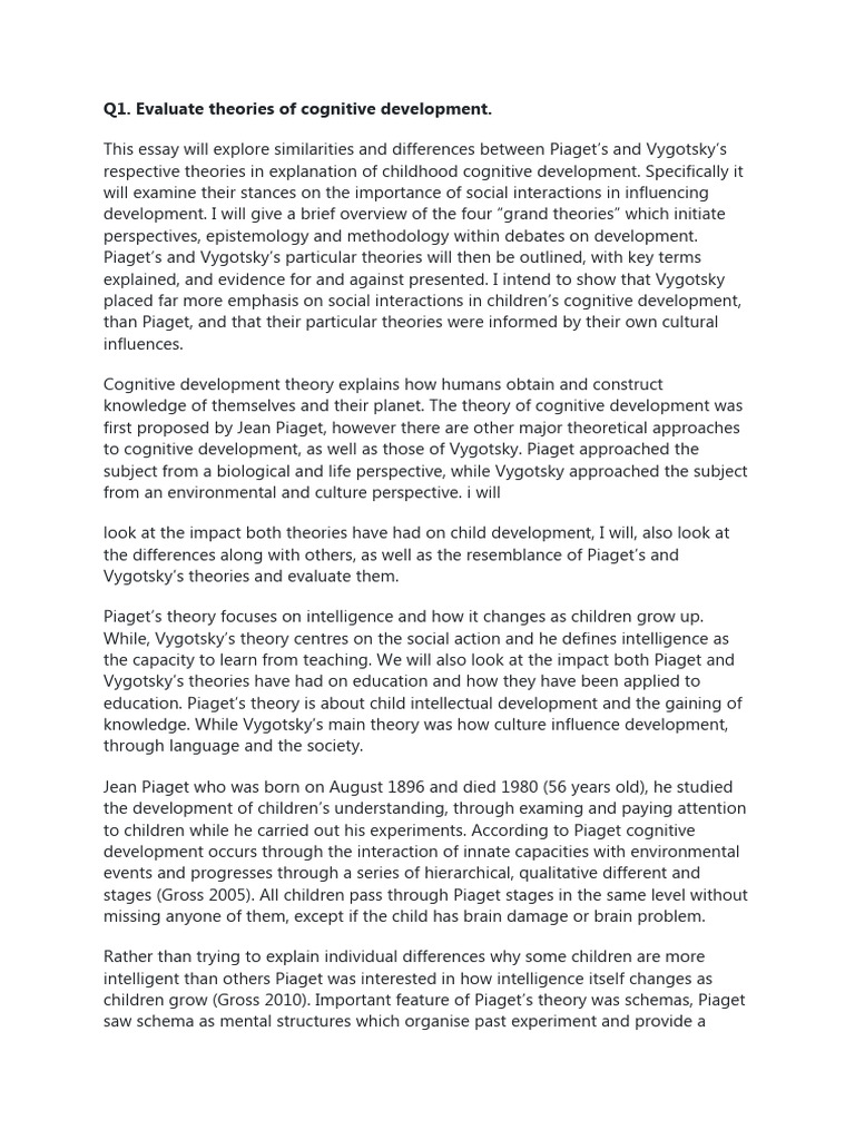 Cognitive Development Essay | PDF
