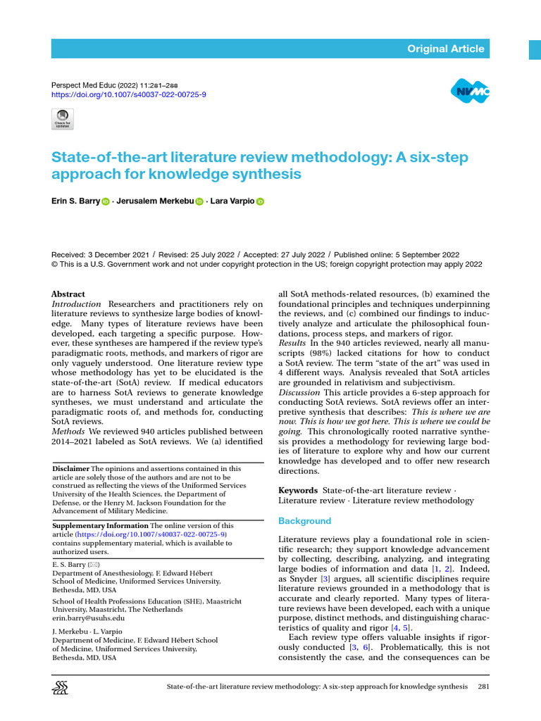 State Of The Art Literature Review Methodology 1683215180 Pdf