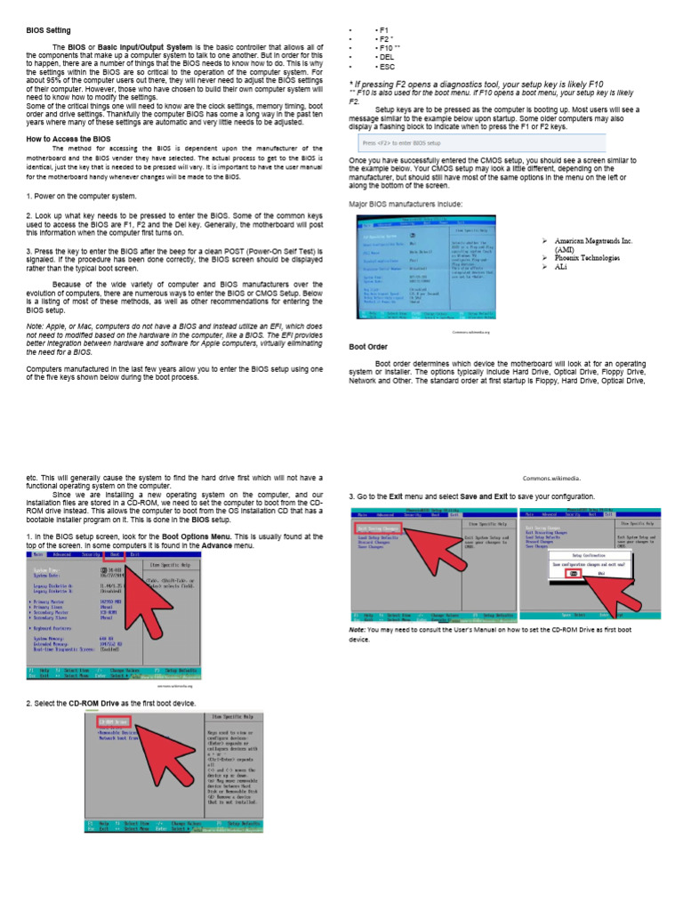 BIOS Setting | PDF | Bios | Operating System
