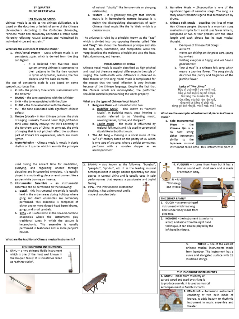 Chinese Vocal Music and Its Elements | PDF | Yin And Yang | Musical ...