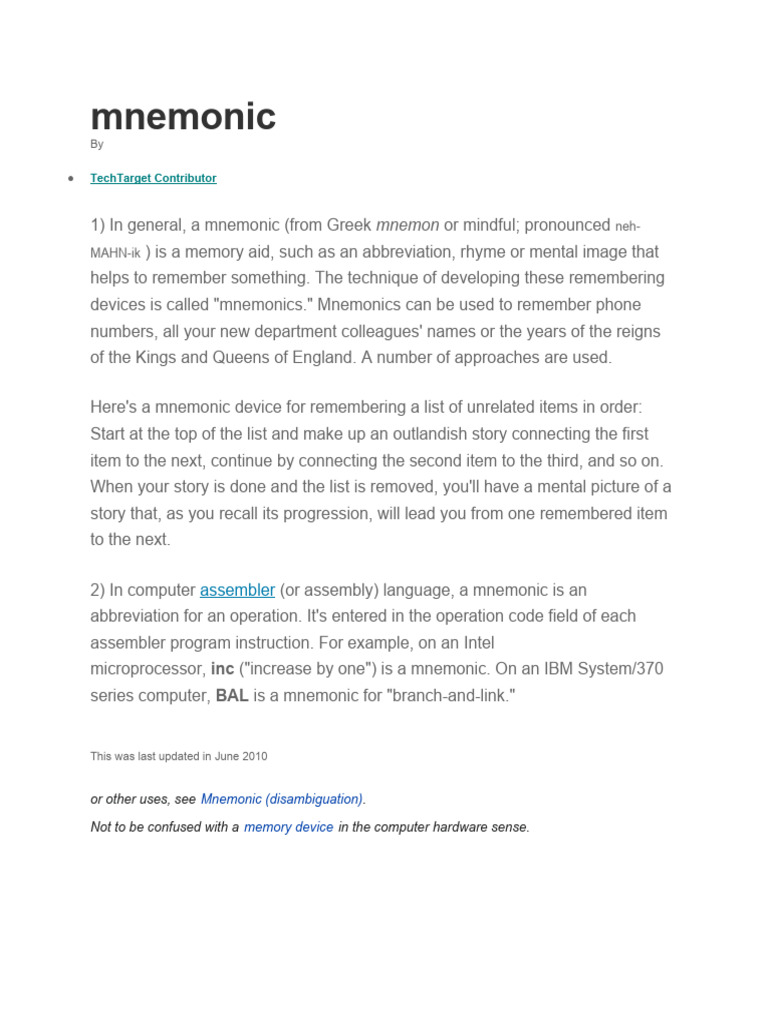 Mnemonic | PDF