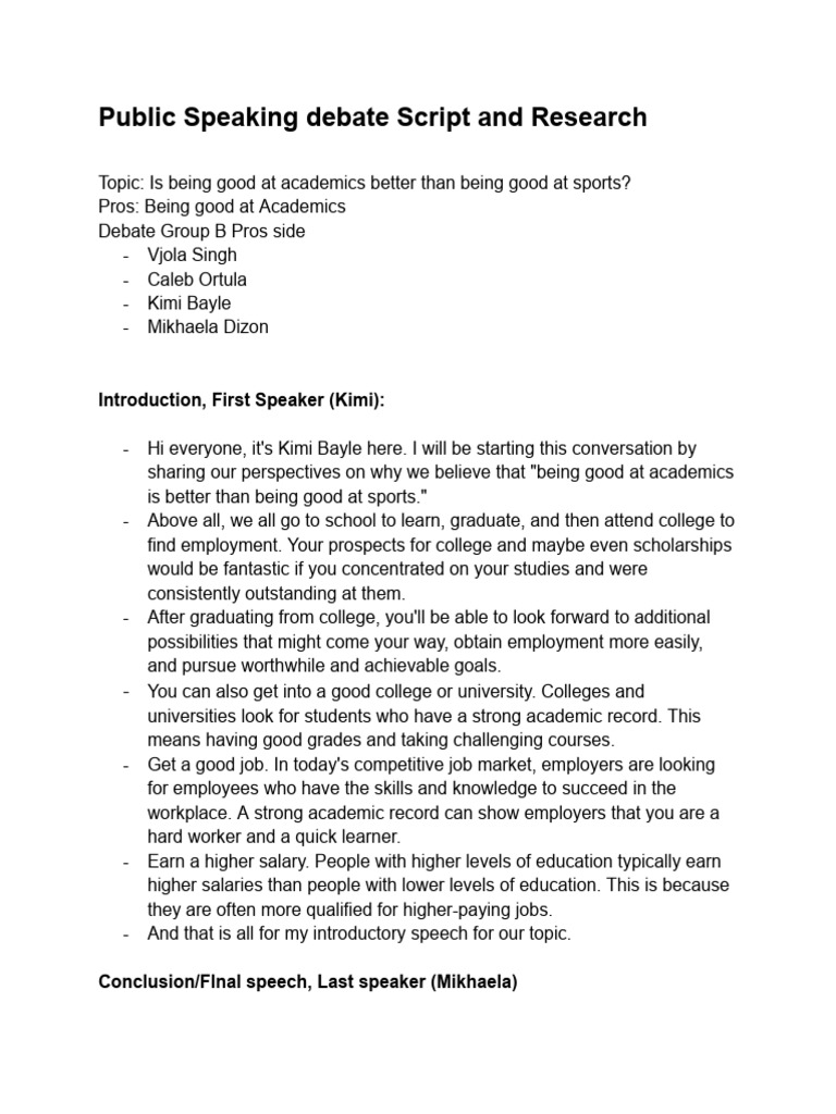 Debate Manuscript 1 | PDF | Critical Thinking | Employment