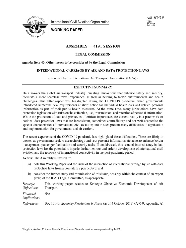 Data Protection in International Aviation | PDF | Airlines | Information