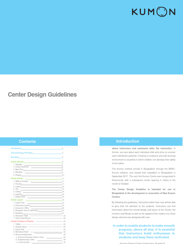 Kumon Center Design Guidelines 8187 | PDF | Chair | Classroom